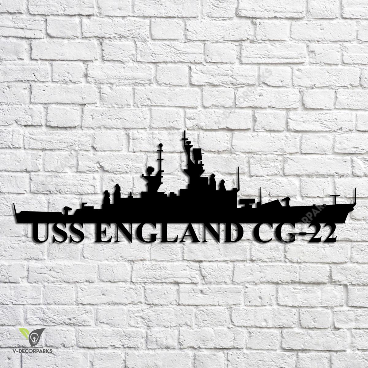 Uss England Cg-22 Navy Ship Metal Art, Navy Ships Silhouette Metal Gift ...