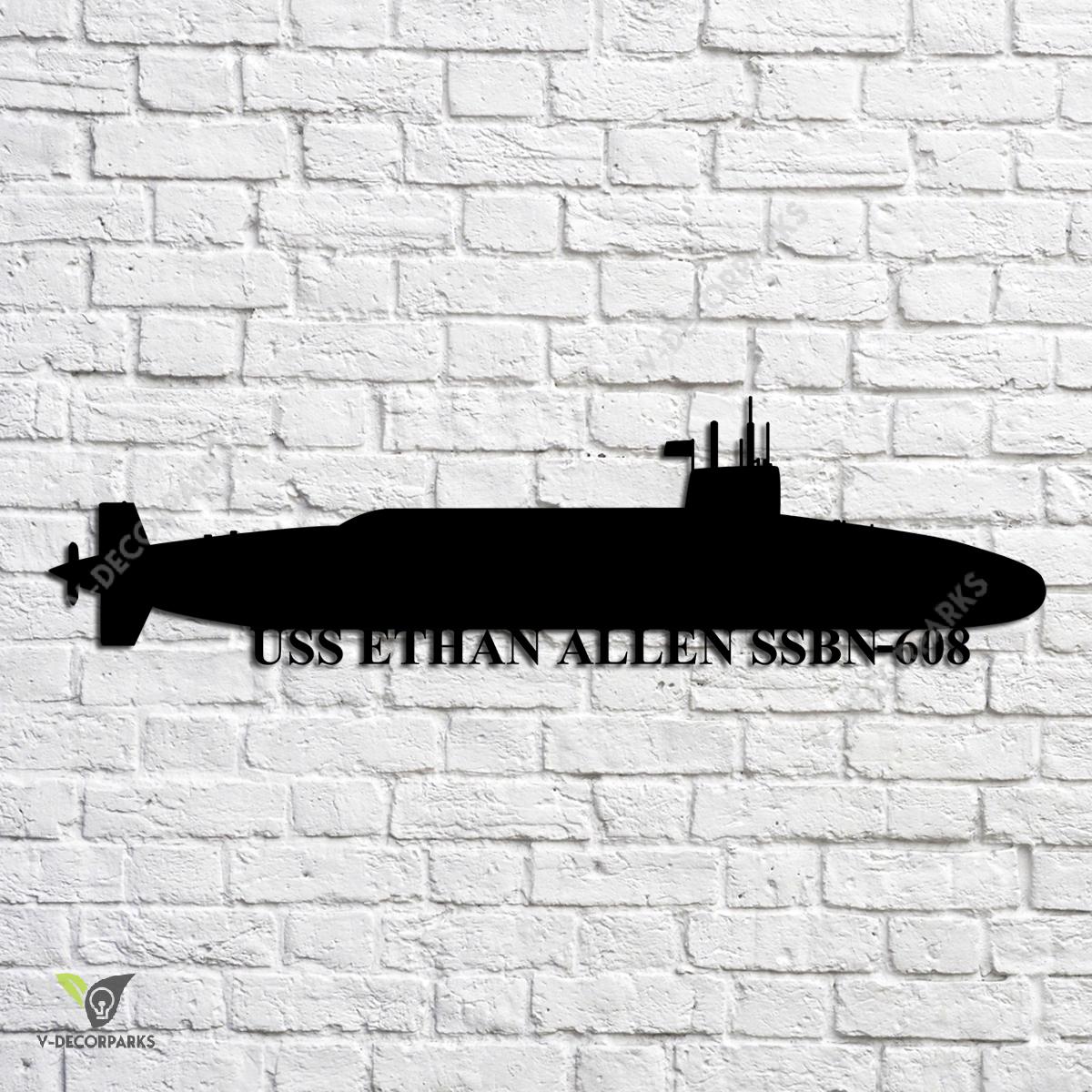 Uss Ethan Allen Ssbn-608 Navy Ship Metal Art, Navy Ships Silhouette ...