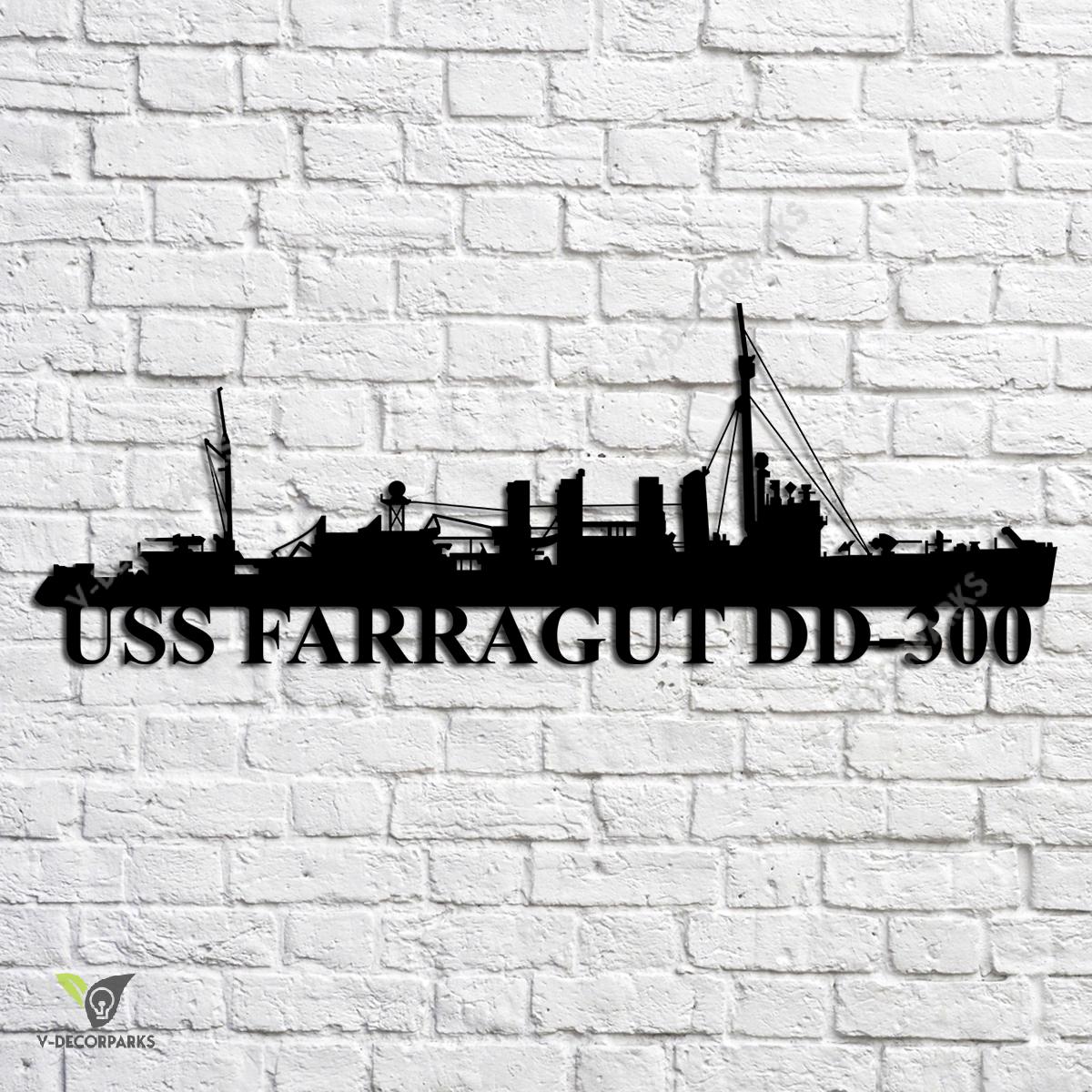 Uss Farragut Dd-300 Navy Ship Metal Art, Navy Ships Silhouette Metal ...