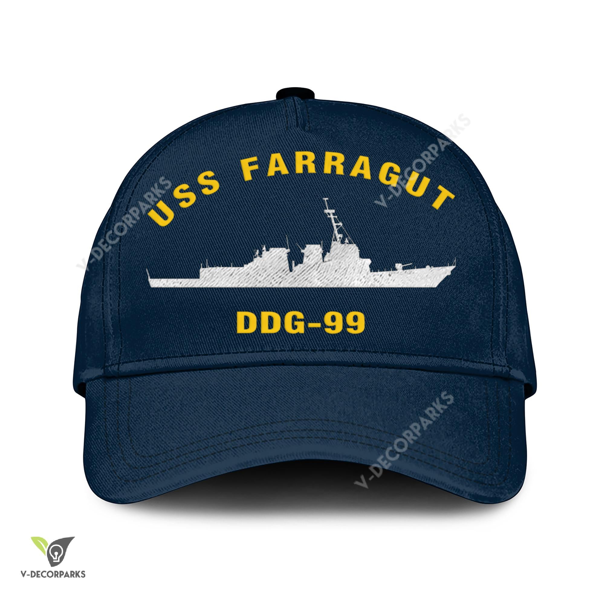Uss Farragut Ddg-99 Classic Baseball Cap Gift For Navy Veteran, Custom Print/embroidered Us Navy ...
