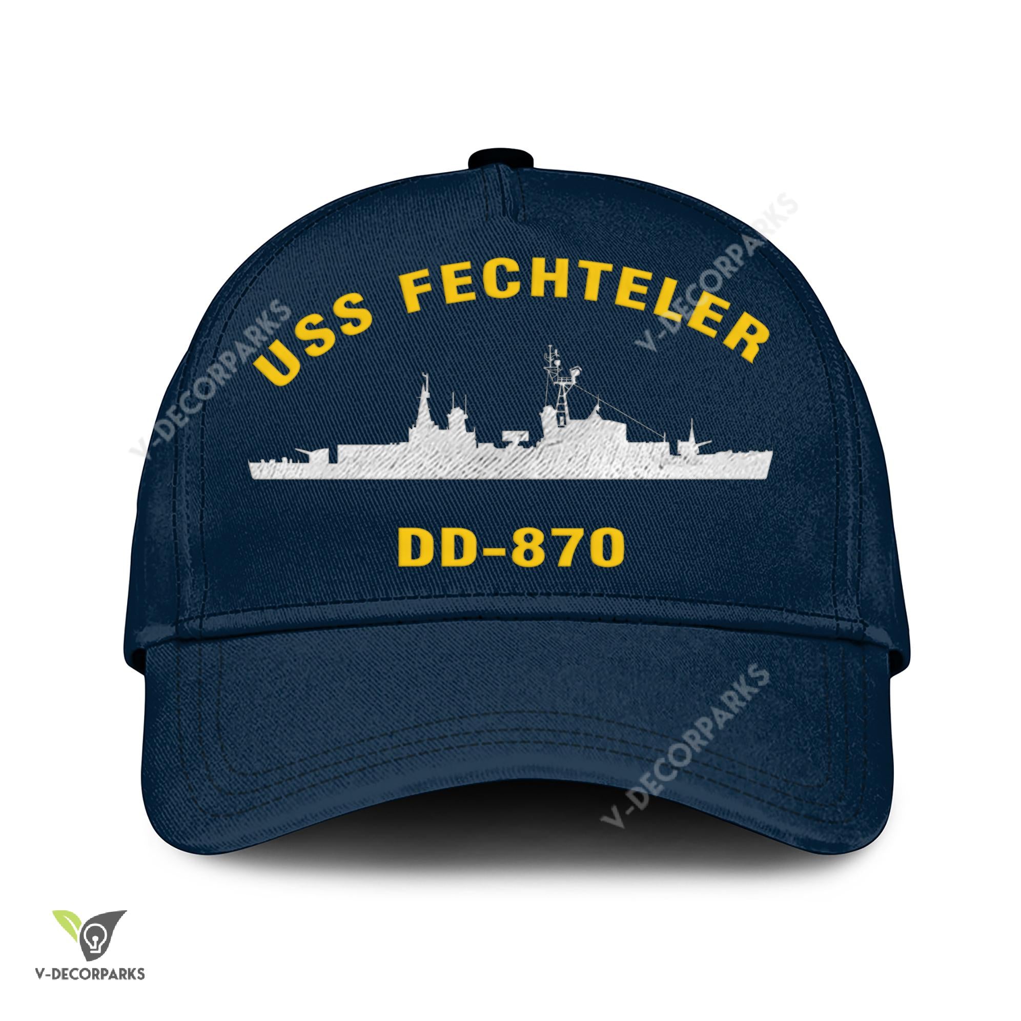 Uss Fechteler Dd 870 Classic Baseball Cap Gift For Navy Veteran, Custom ...