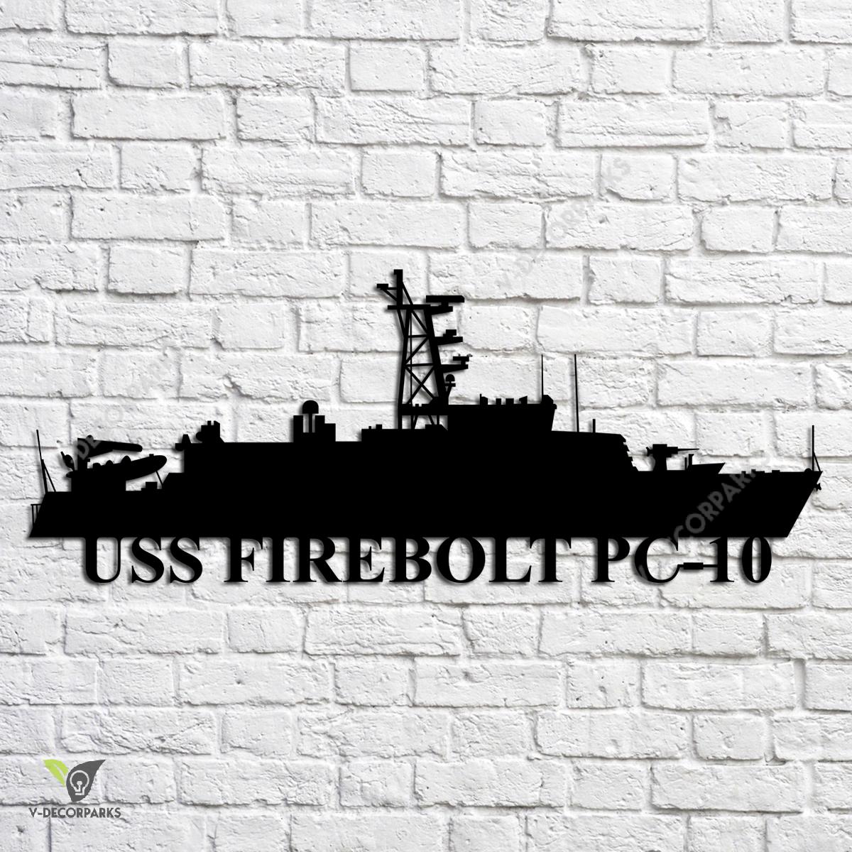 Uss Firebolt Pc-10 Navy Ship Metal Art, Navy Ships Silhouette Metal ...
