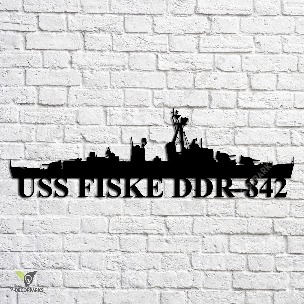 Uss Fiske Ddr-842 Navy Ship Metal Art, Navy Ships Silhouette Metal Gift ...