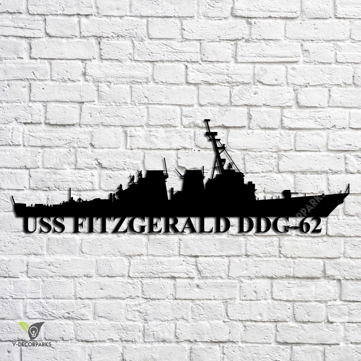Uss Fitzgerald Ddg-62 Navy Ship Metal Art, Navy Ships Silhouette Metal ...