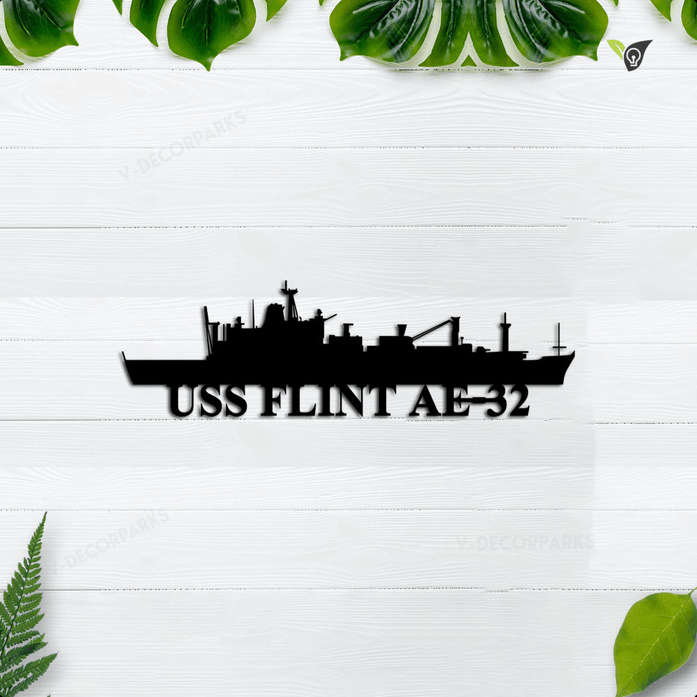 Uss Flint Ae-32 Metal Wall Art, Custom Us Navy Ships Metal Sign, Metal ...