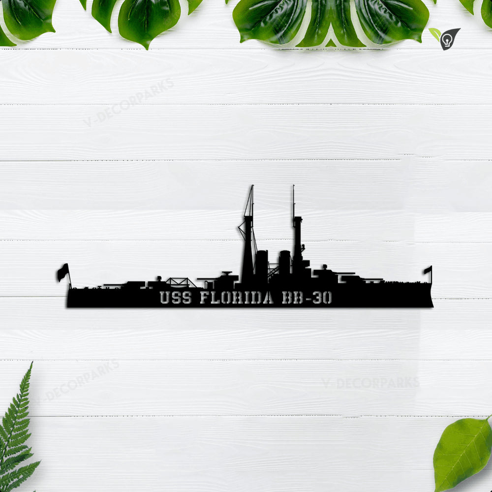 Uss Florida Bb-30 Metal Wall Art, Custom Us Navy Ships Metal Sign ...