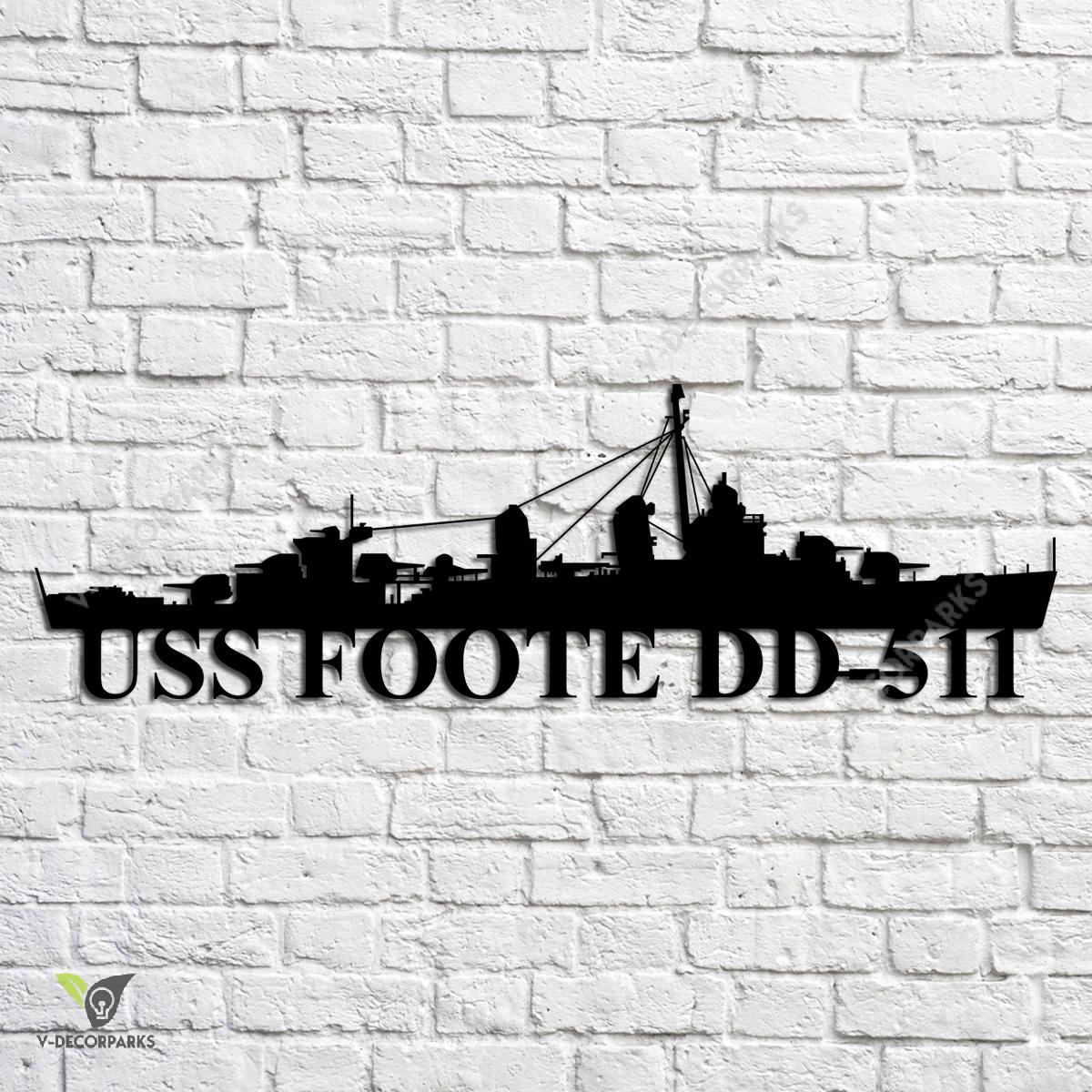 Uss Foote Dd-511 Navy Ship Metal Art, Navy Ships Silhouette Metal Gift ...