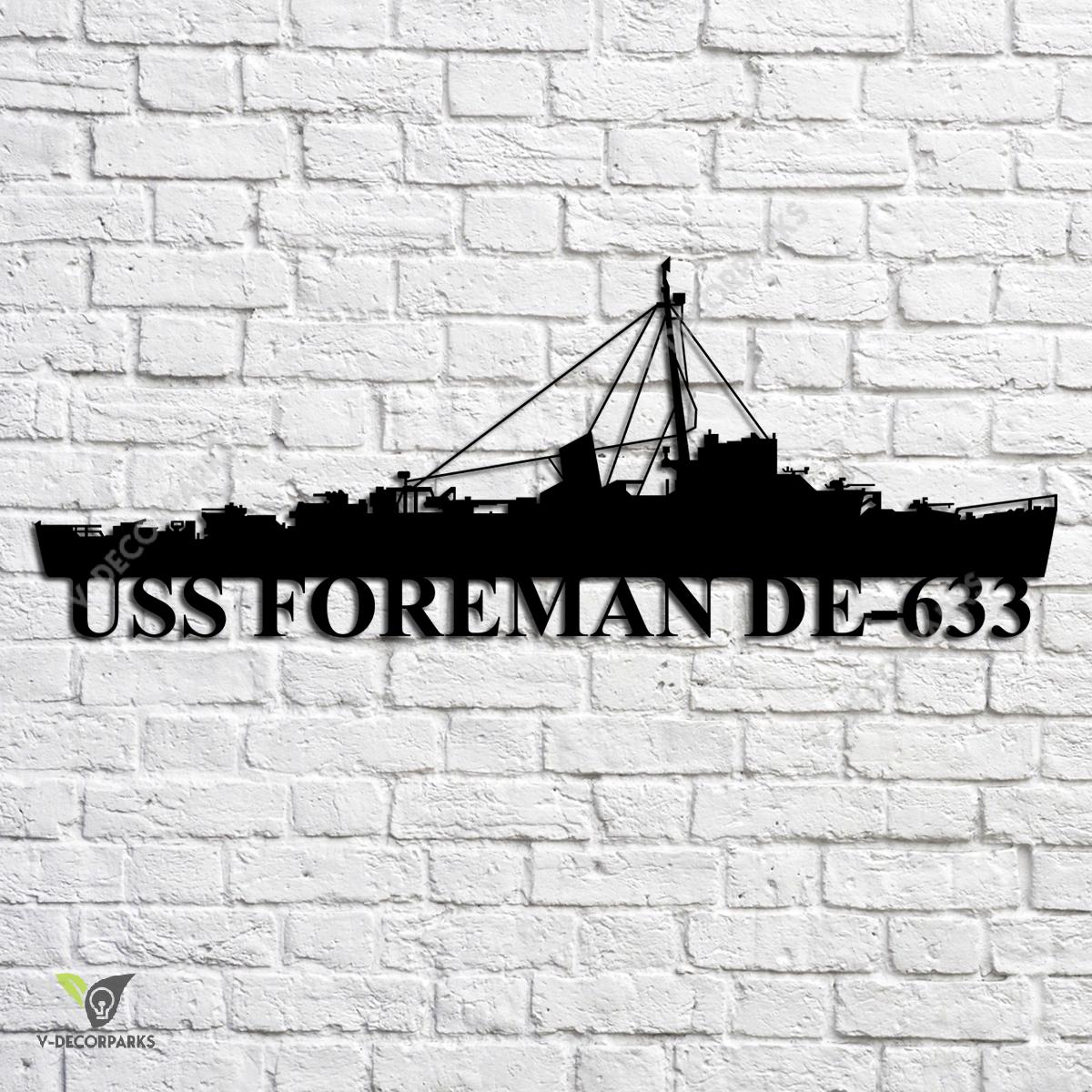 Uss Foreman De-633 Navy Ship Metal Art, Navy Ships Silhouette Metal ...