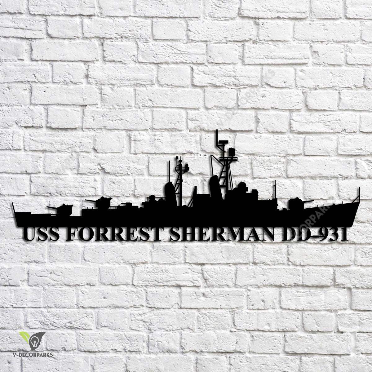 Uss Forrest Sherman Dd-931 Navy Ship Metal Art, Navy Ships Silhouette ...