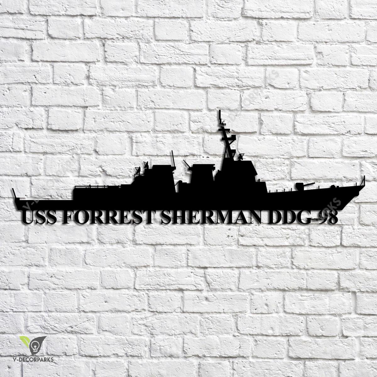Uss Forrest Sherman Ddg-98 Navy Ship Metal Art, Navy Ships Silhouette ...