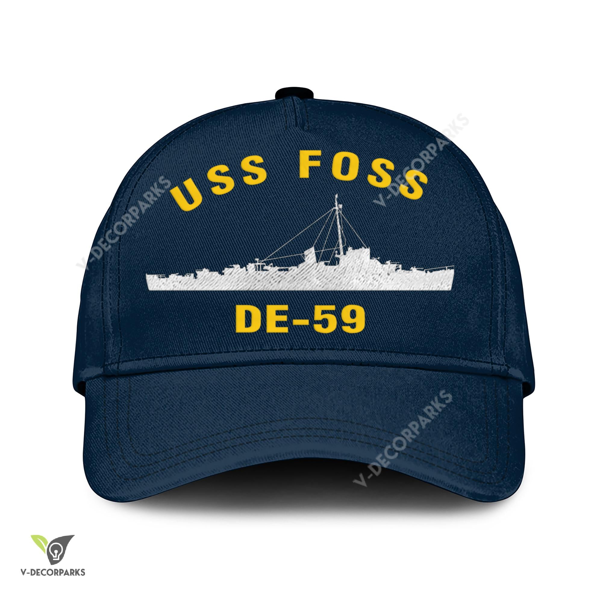 Uss Foss De-59 Classic Baseball Cap Gift For Navy Veteran, Custom Print ...