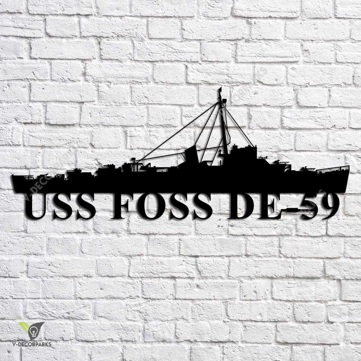 Uss Foss De-59 Navy Ship Metal Art, Navy Ships Silhouette Metal Gift ...