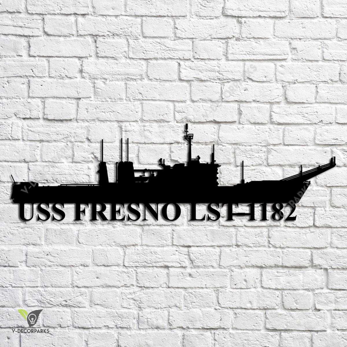 Uss Fresno Lst-1182 Navy Ship Metal Art, Navy Ships Silhouette Metal ...