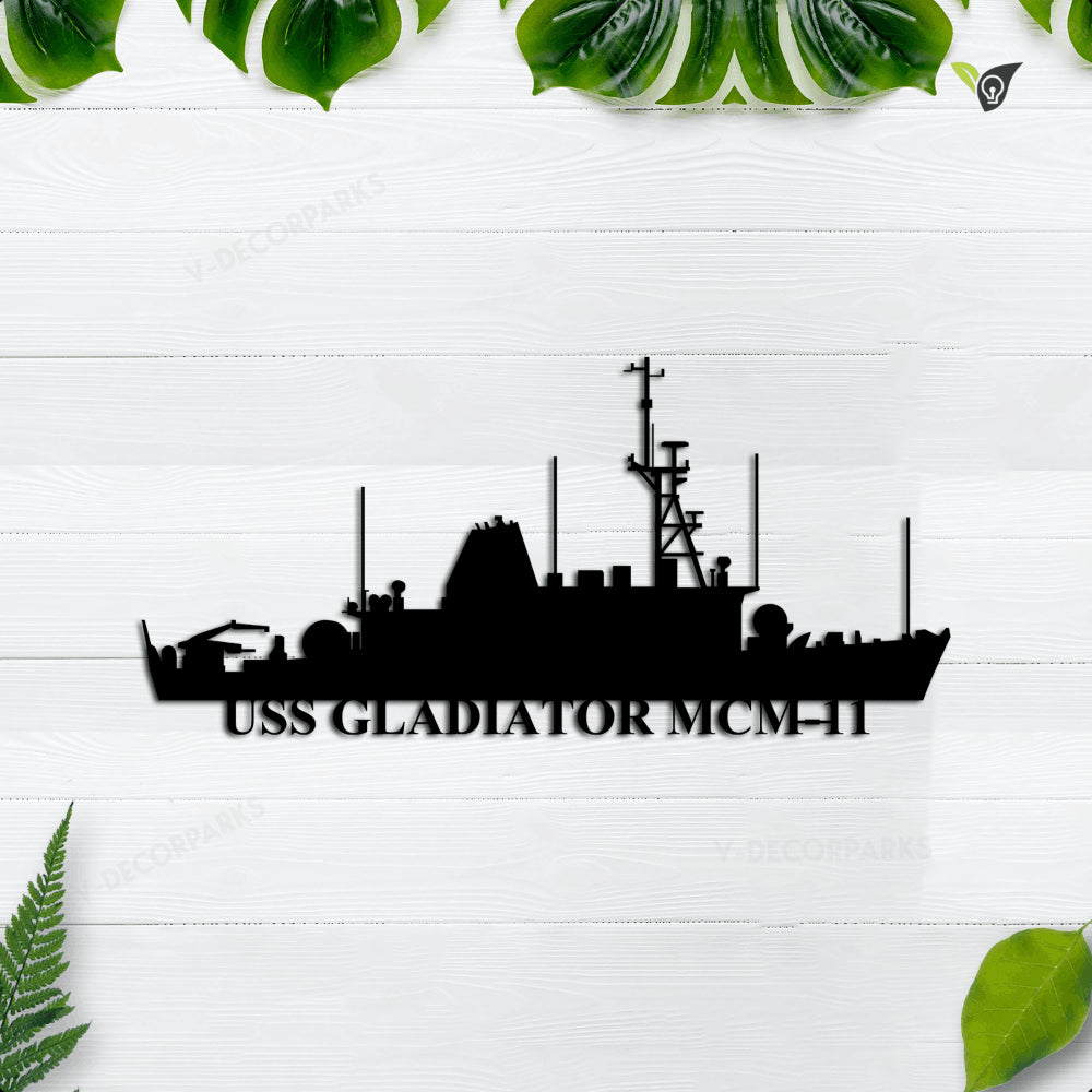 Uss Gladiator Mcm-11 Metal Wall Art, Custom Us Navy Ships Metal Sign ...