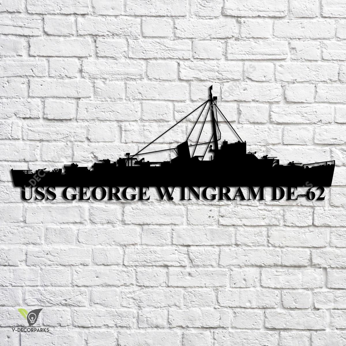 Uss George W. Ingram De-62 Navy Ship Metal Art, Navy Ships Silhouette ...