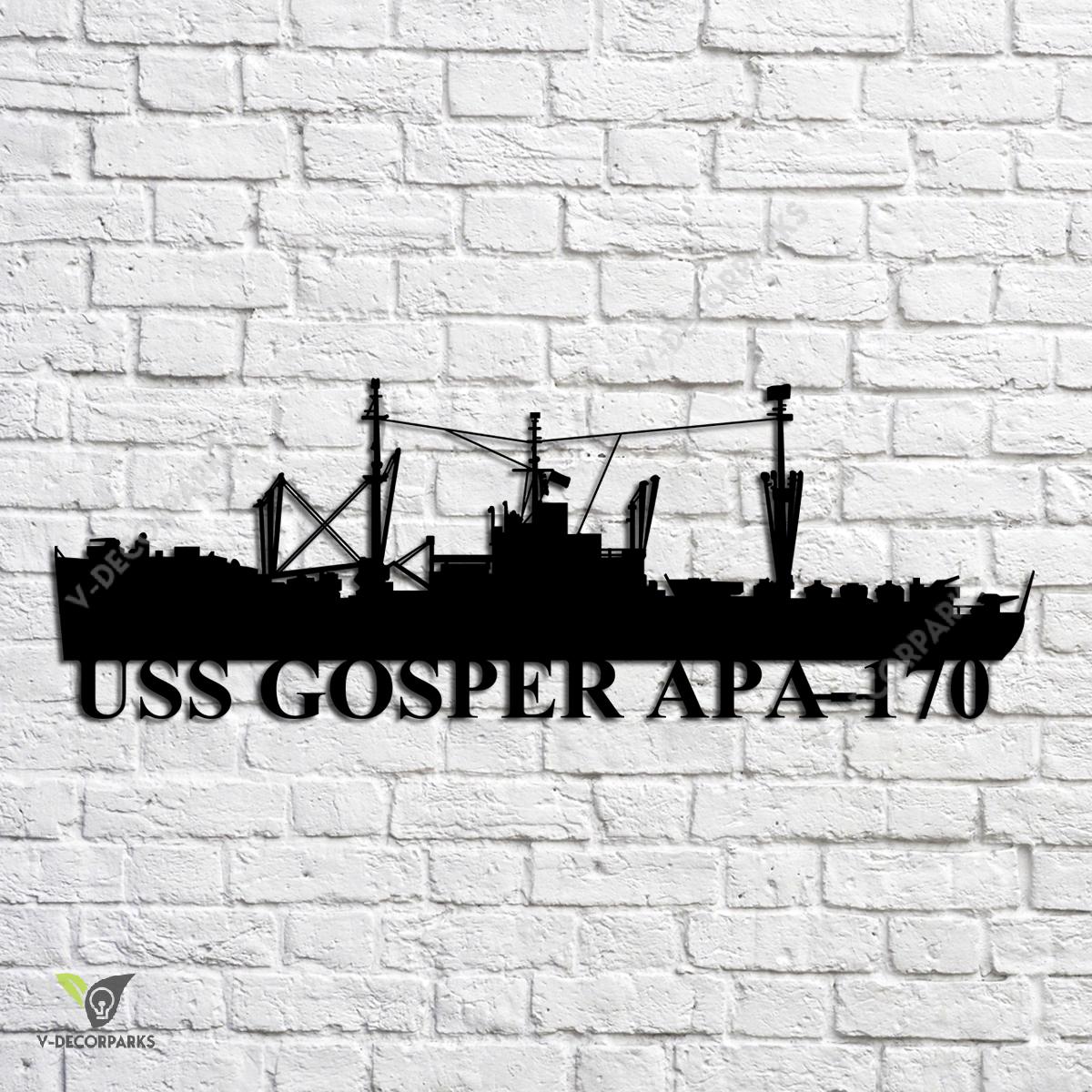 Uss Gosper Apa-170 Navy Ship Metal Art, Navy Ships Silhouette Metal ...