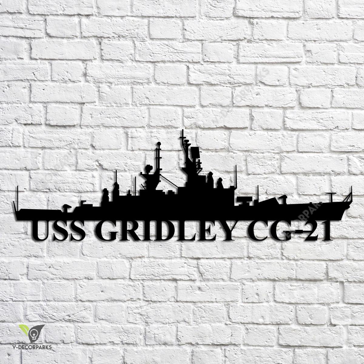 Uss Gridley Cg-21 Navy Ship Metal Art, Navy Ships Silhouette Metal Gift ...