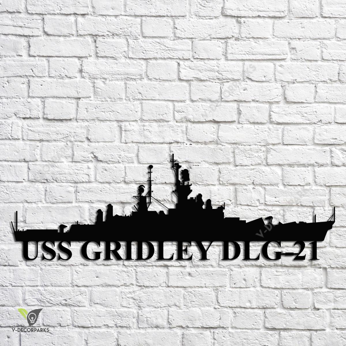 Uss Gridley Dlg-21 Navy Ship Metal Art, Navy Ships Silhouette Metal ...