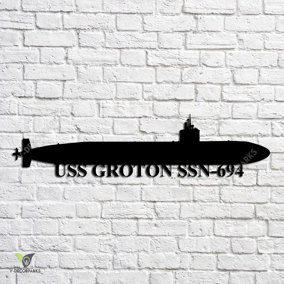 Uss Groton Ssn-694 Navy Ship Metal Art, Navy Ships Silhouette Metal ...