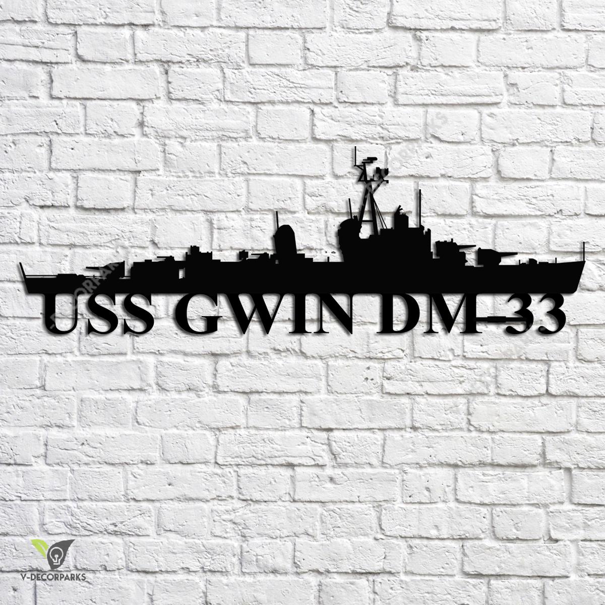 Uss Gwin Dm-33 Navy Ship Metal Art, Navy Ships Silhouette Metal Gift ...