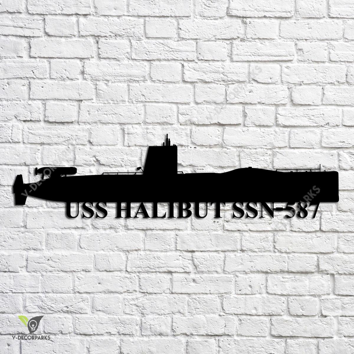 Uss Halibut Ssn-587 Navy Ship Metal Art, Navy Ships Silhouette Metal ...