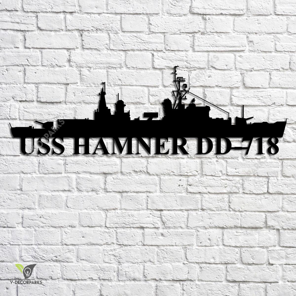 Uss Hamner Dd-718 Navy Ship Metal Art, Navy Ships Silhouette Metal Gift ...