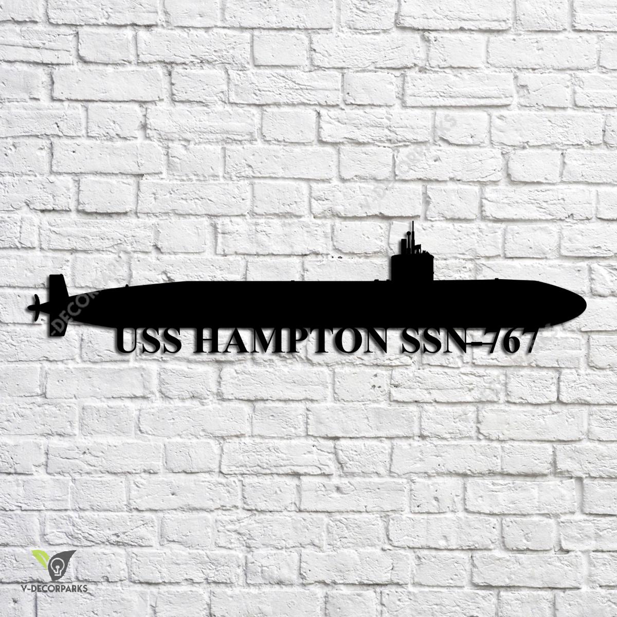 Uss Hampton Ssn 767 V2 Navy Ship Metal Art, Navy Ships Silhouette Metal ...