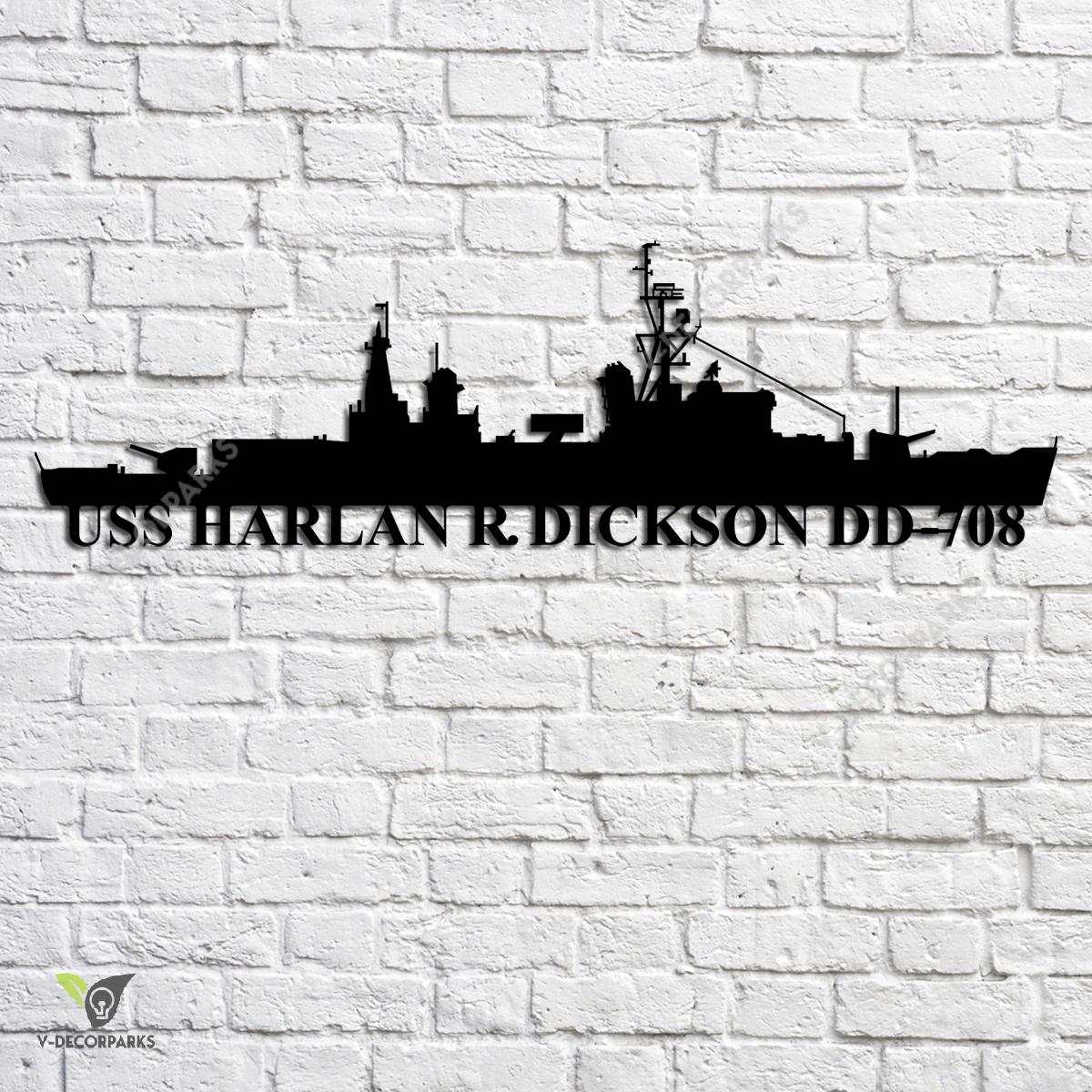 Uss Harlan R. Dickson Dd-708 Navy Ship Metal Art, Navy Ships Silhouette ...