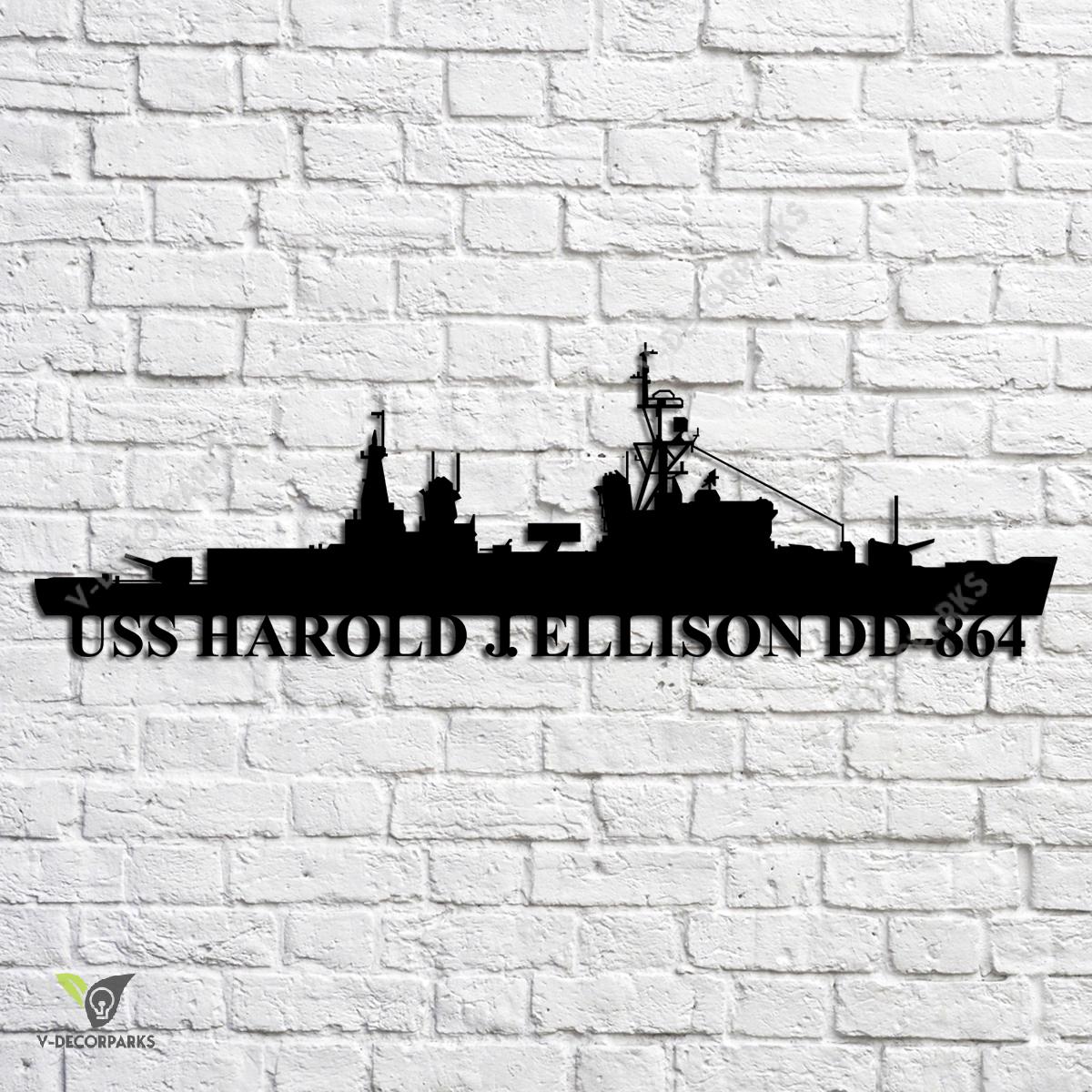 Uss Harold J. Ellison Dd-864 Navy Ship Metal Art, Navy Ships Silhouette ...
