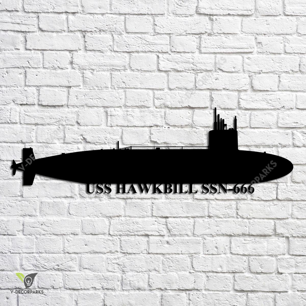 Uss Hawkbill Ssn-666 Navy Ship Metal Art, Navy Ships Silhouette Metal ...