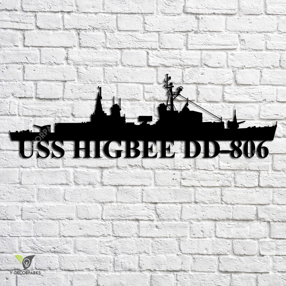 Uss Higbee Dd-806 Navy Ship Metal Art, Navy Ships Silhouette Metal Gift ...