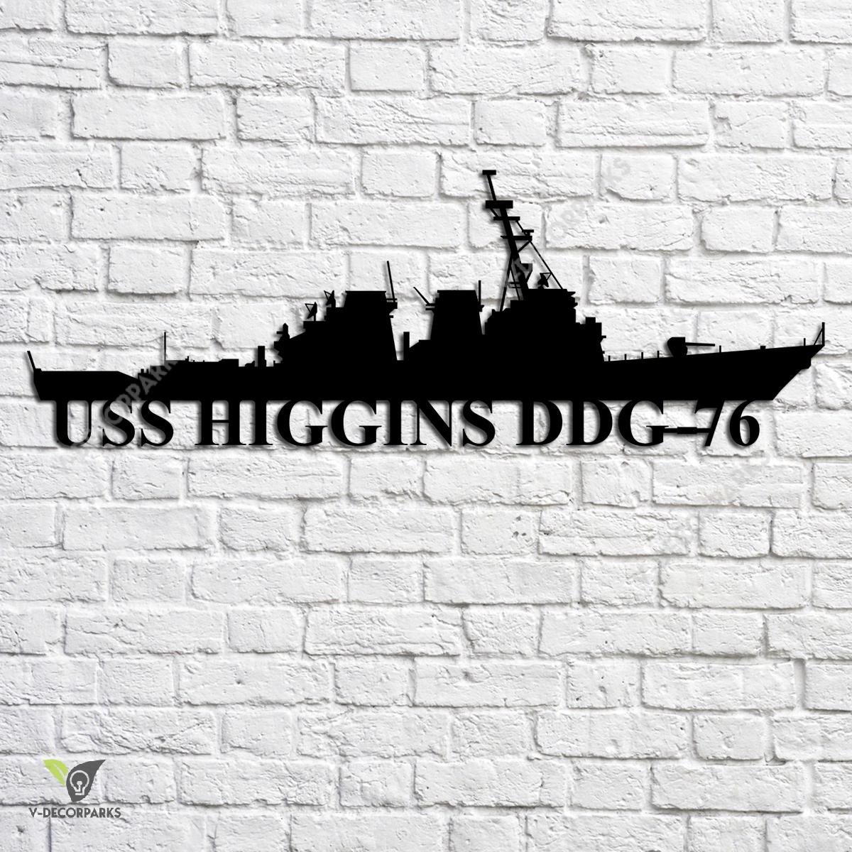 Uss Higgins Ddg-76 Navy Ship Metal Art, Navy Ships Silhouette Metal ...