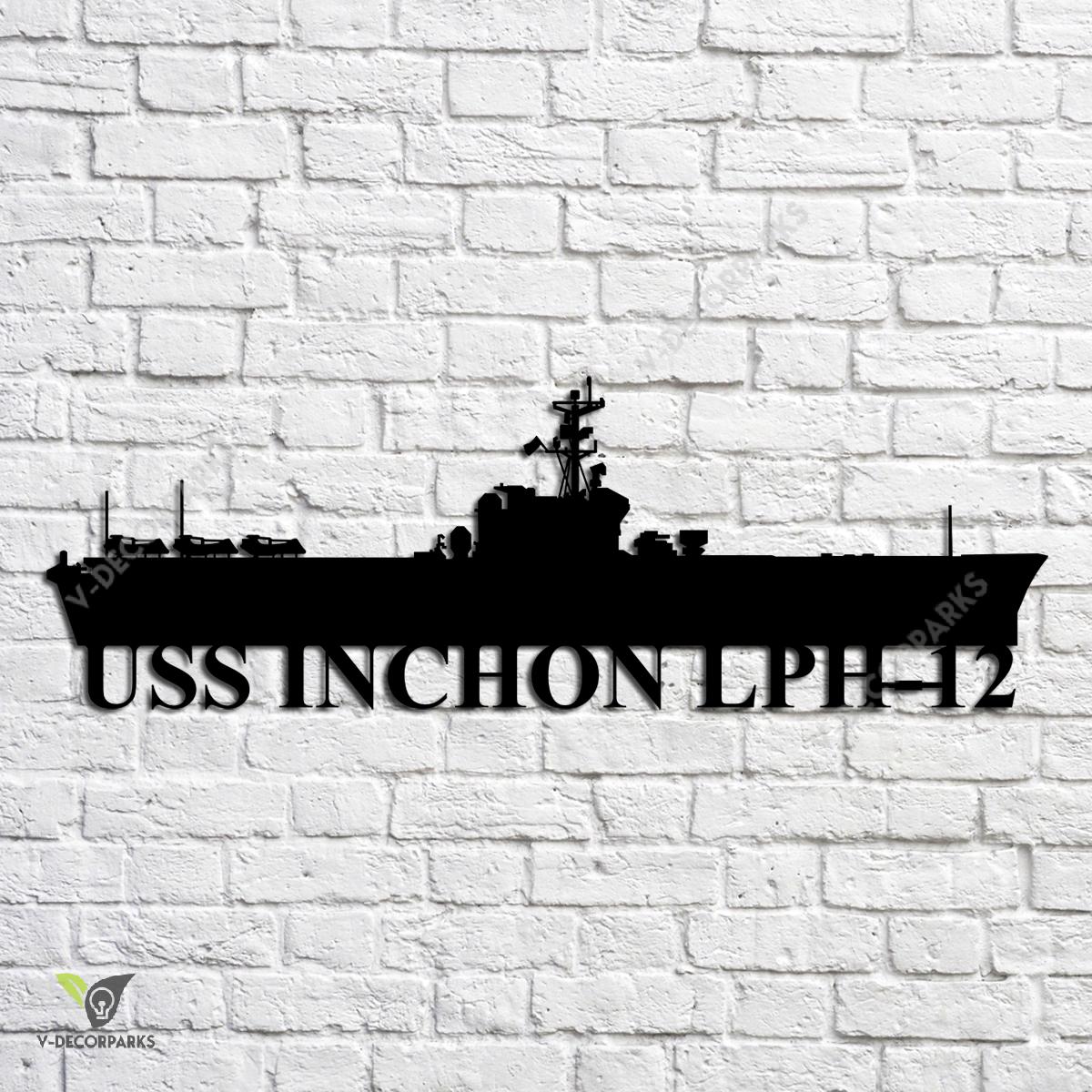 Uss Inchon Lph-12 Navy Ship Metal Art, Navy Ships Silhouette Metal Gift ...