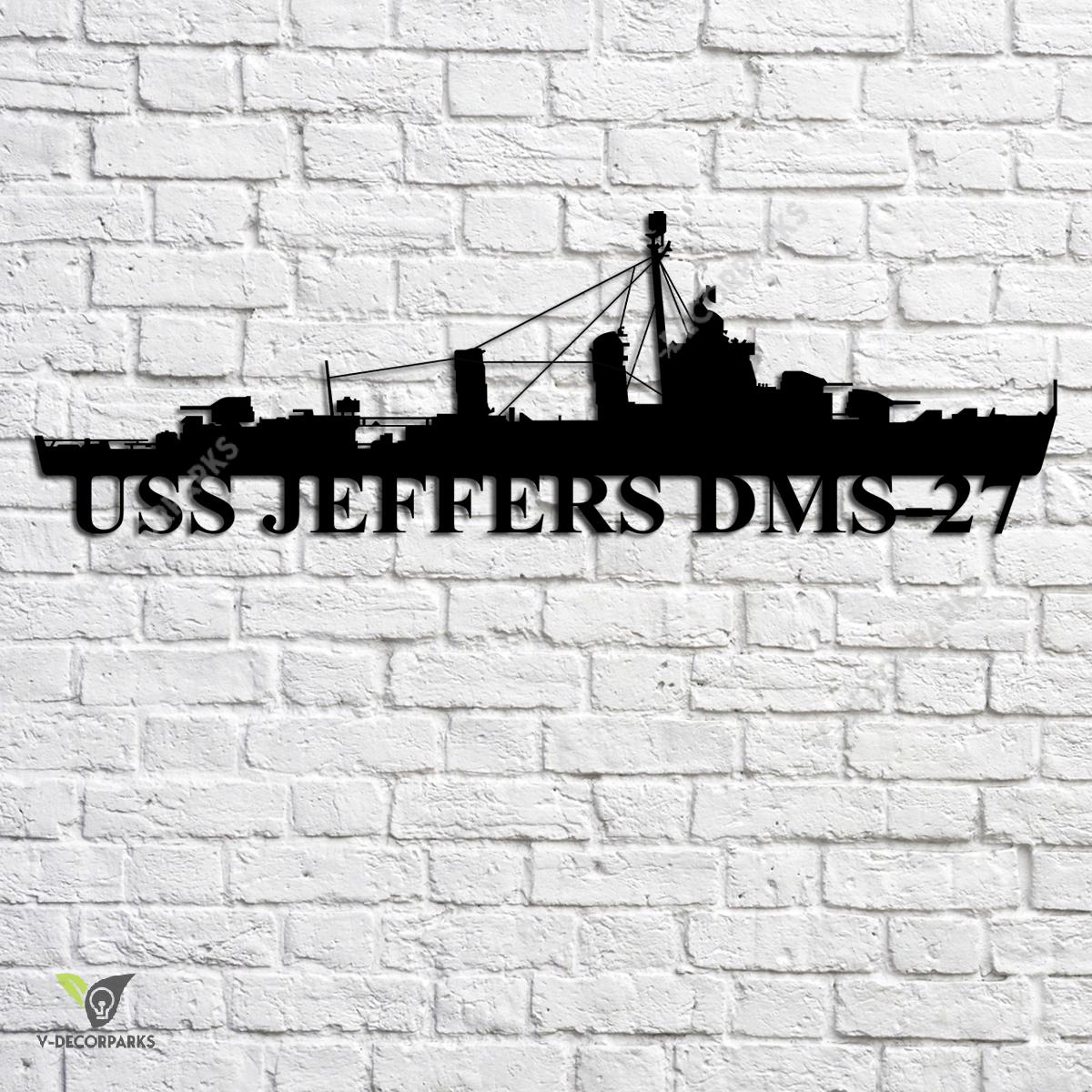 Uss Jeffers Dms-27 Navy Ship Metal Art, Navy Ships Silhouette Metal ...