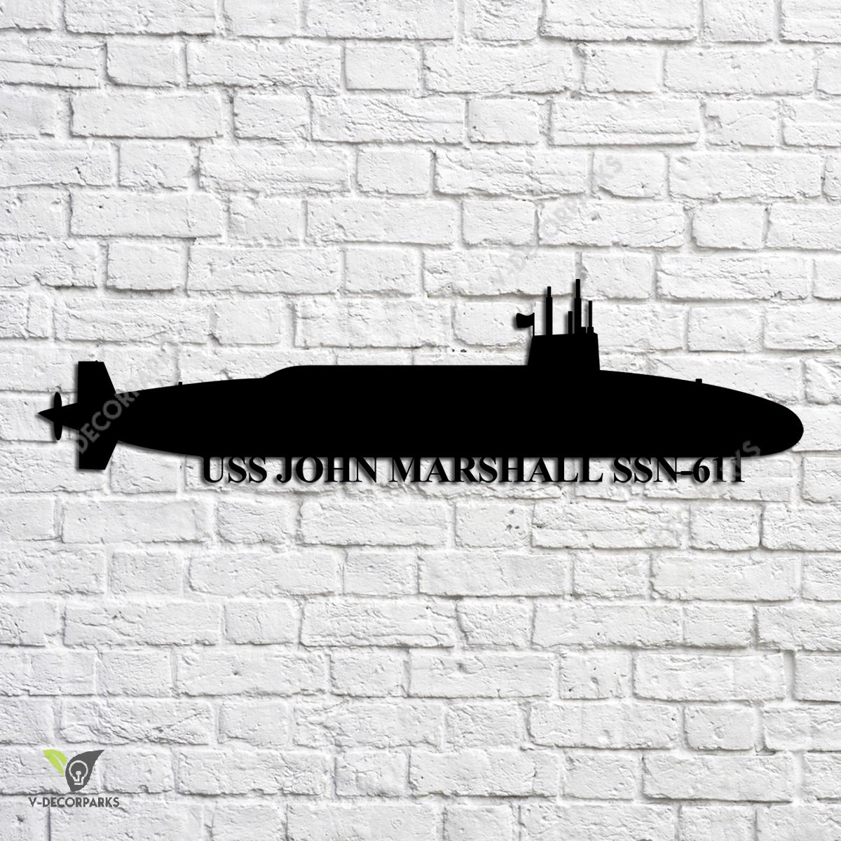 Uss John Marshall Ssn-611 Navy Ship Metal Art, Navy Ships Silhouette ...
