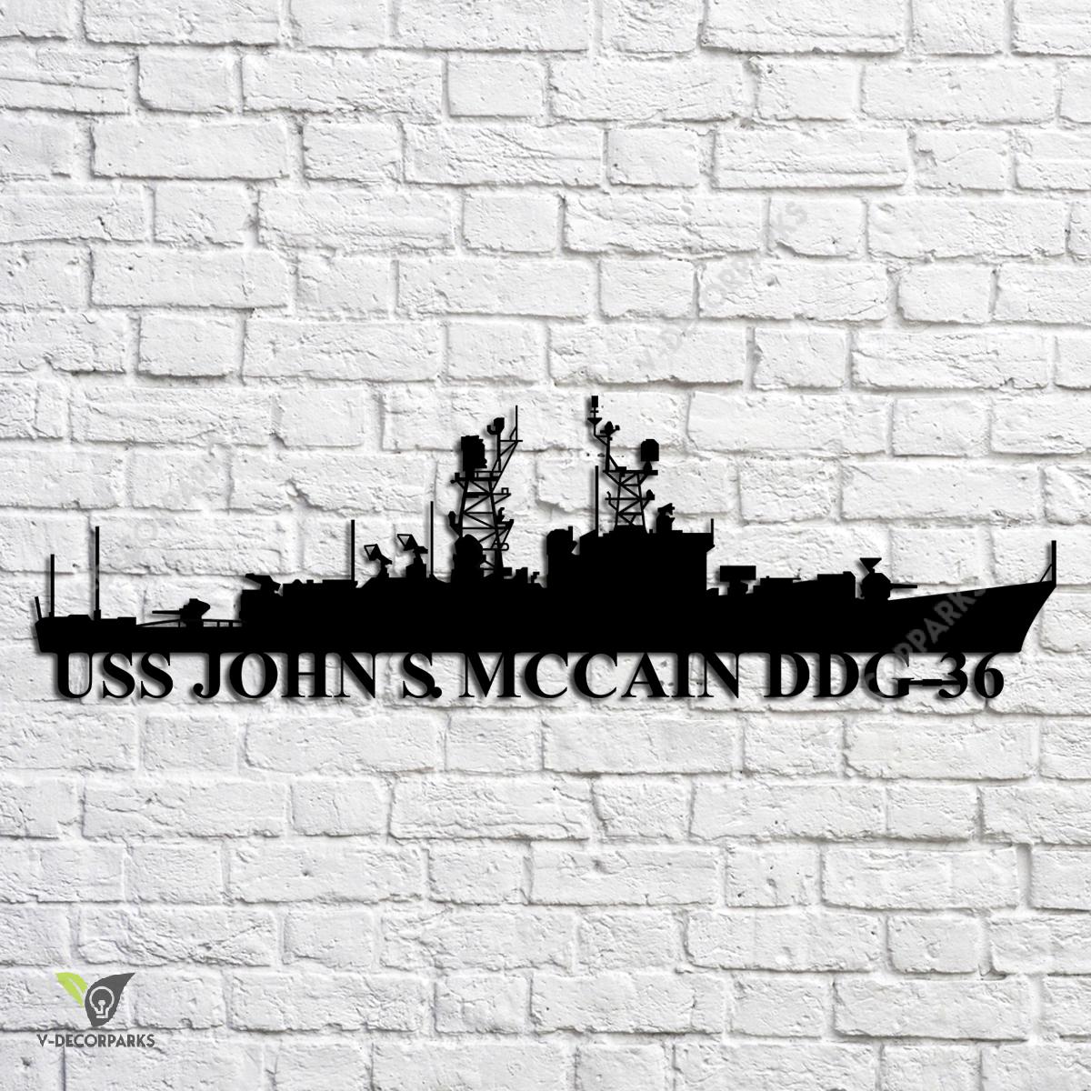 Uss John S. Mccain Ddg-36 Navy Ship Metal Art, Navy Ships Silhouette ...