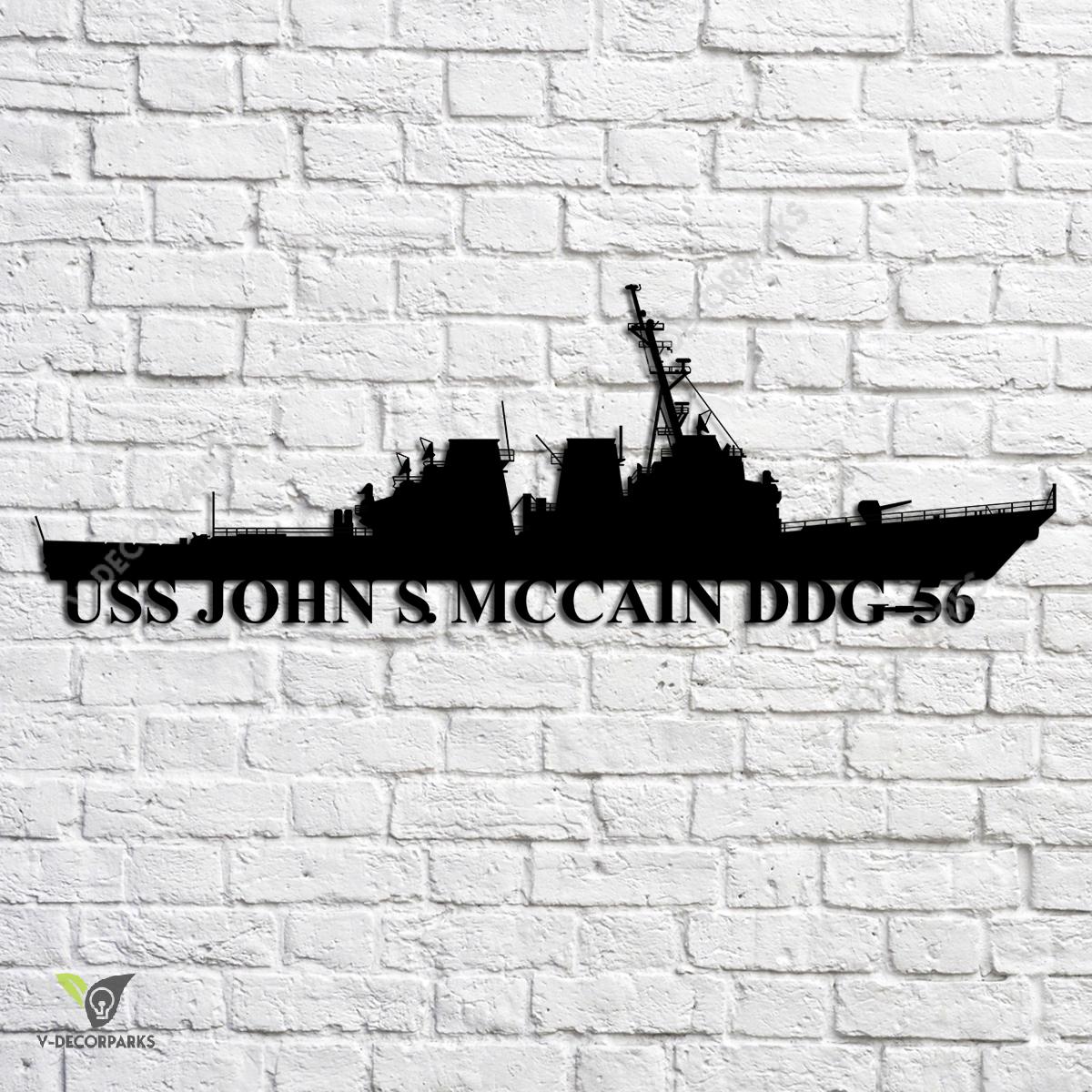 Uss John S. Mccain Ddg-56 Navy Ship Metal Art, Navy Ships Silhouette ...
