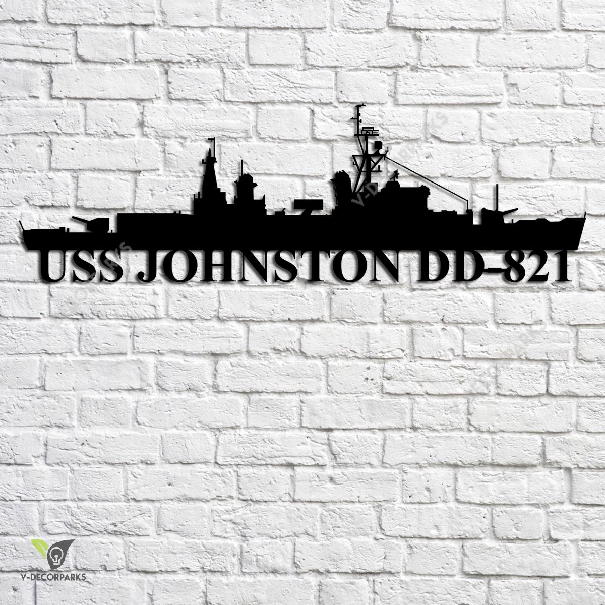 Uss Johnston Dd-821 Navy Ship Metal Art, Navy Ships Silhouette Metal ...