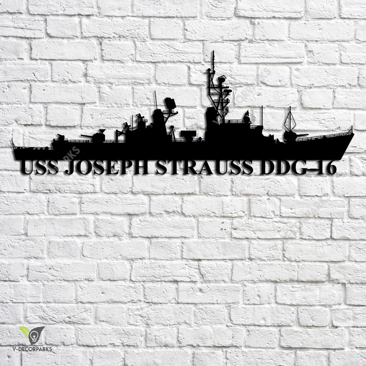 Uss Joseph Strauss Ddg-16 Navy Ship Metal Art, Navy Ships Silhouette ...