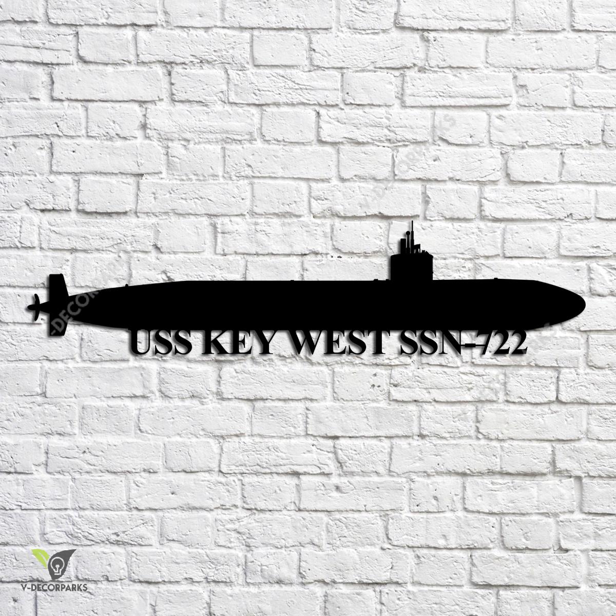 Uss Key West Ssn-722 Navy Ship Metal Art, Navy Ships Silhouette Metal ...
