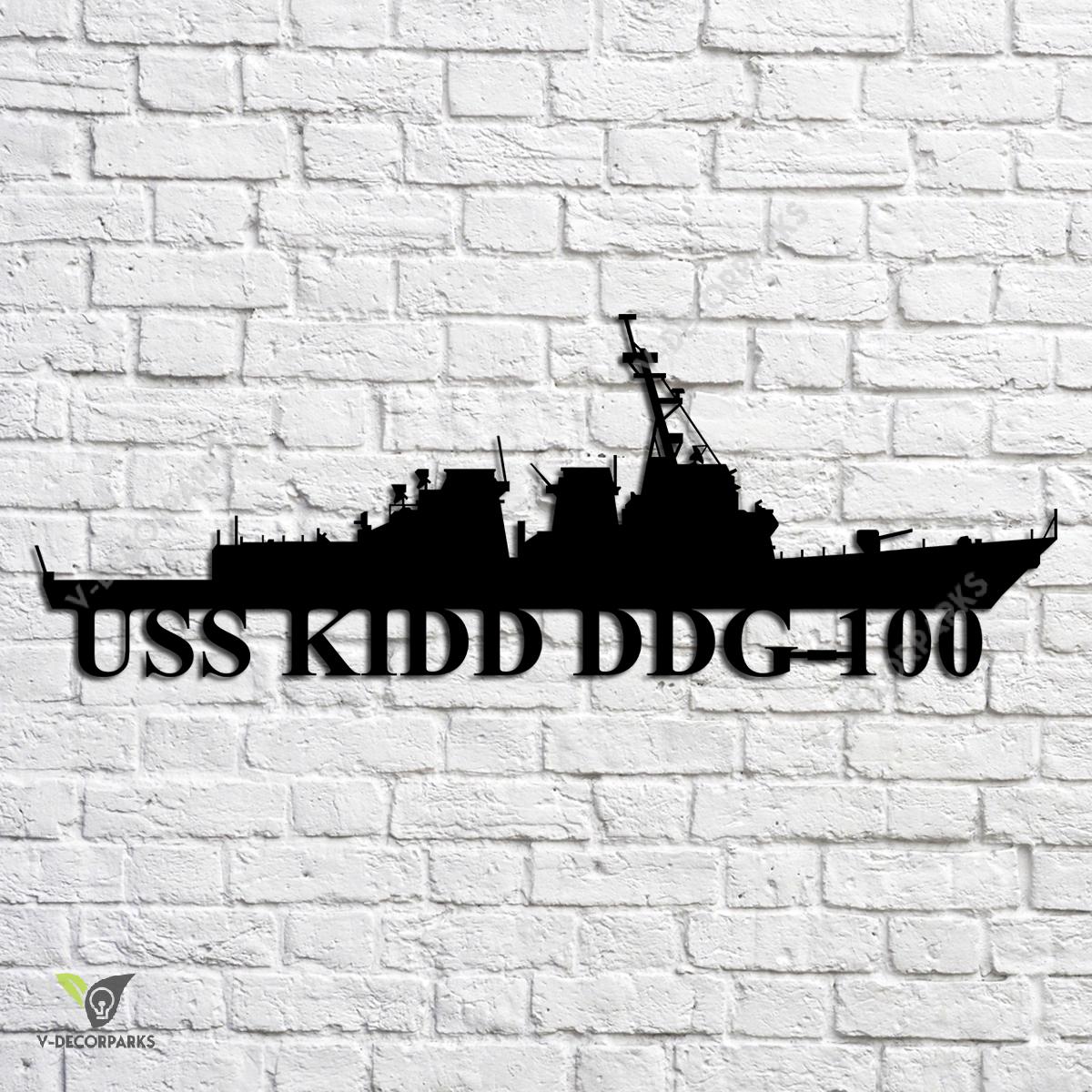Uss Kidd Ddg-100 Navy Ship Metal Art, Navy Ships Silhouette Metal Gift ...