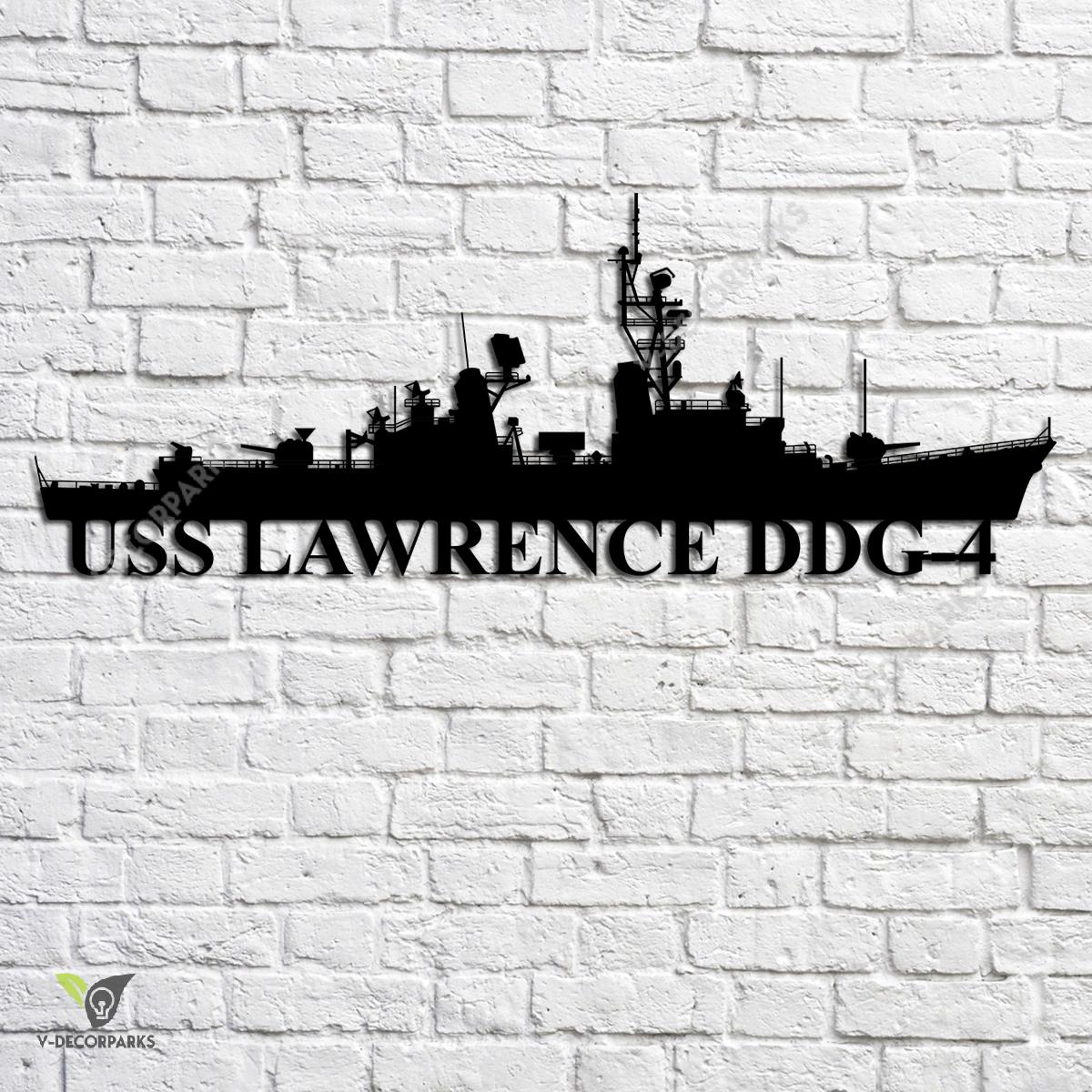 Uss Lawrence Ddg-4 Navy Ship Metal Art, Navy Ships Silhouette Metal Gift For Navy Veteran ...