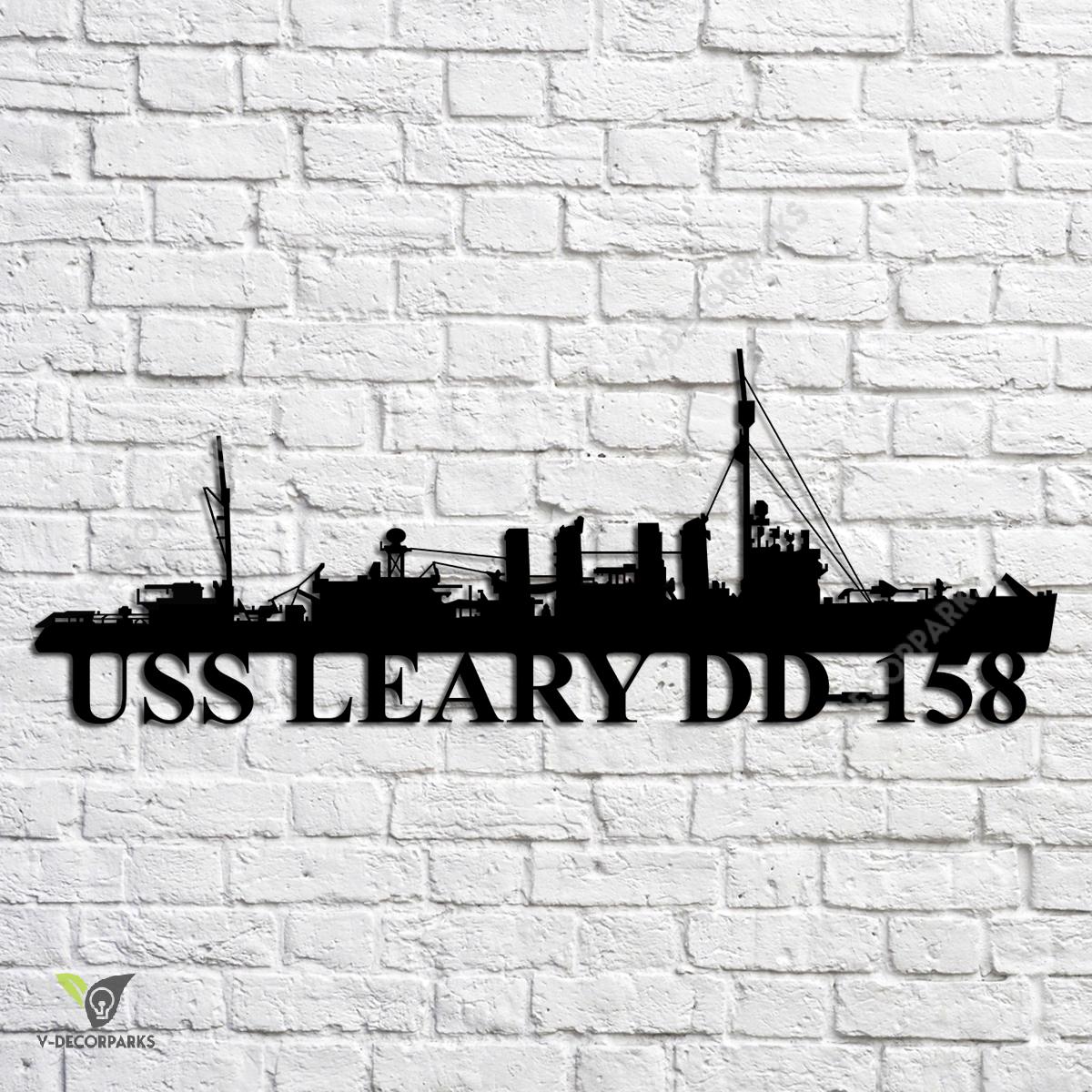 Uss Leary Dd-158 Navy Ship Metal Art, Navy Ships Silhouette Metal Gift For Navy Veteran, Custom ...
