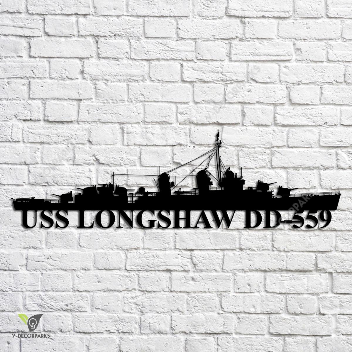 Uss Longshaw Dd-559 Navy Ship Metal Art, Navy Ships Silhouette Metal ...