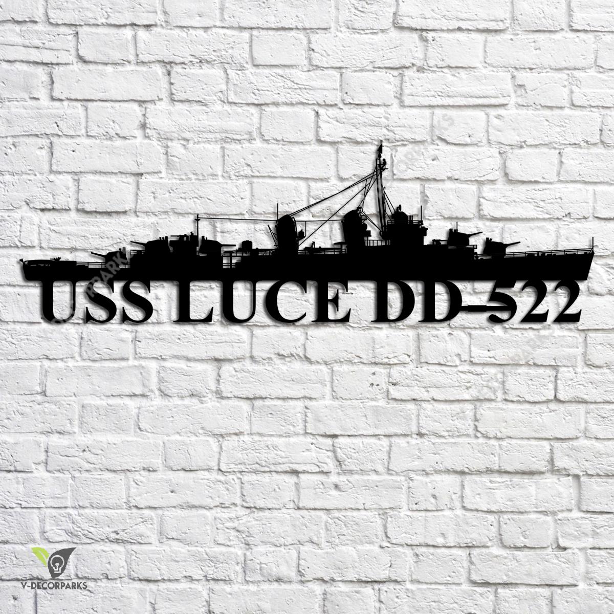 Uss Luce Dd-522 Navy Ship Metal Art, Navy Ships Silhouette Metal Gift For Navy Veteran, Custom ...