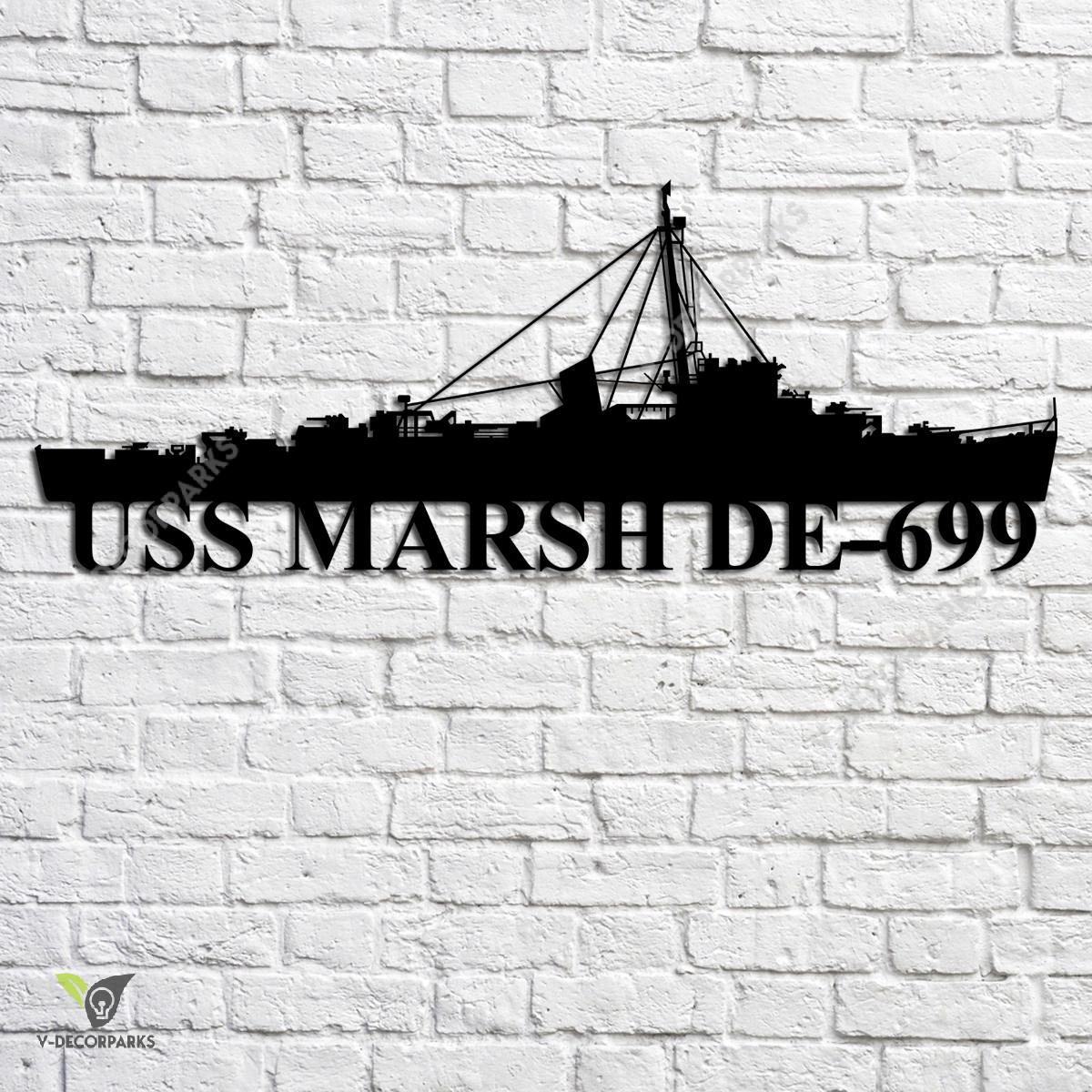 Uss Marsh De-699 Navy Ship Metal Art, Navy Ships Silhouette Metal Gift ...