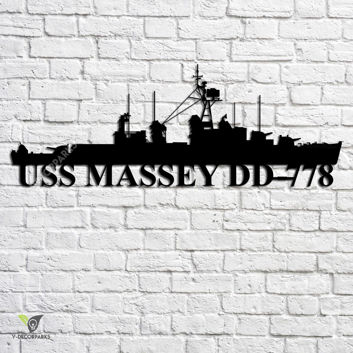 Uss Massey Dd-778 Navy Ship Metal Art, Navy Ships Silhouette Metal Gift ...
