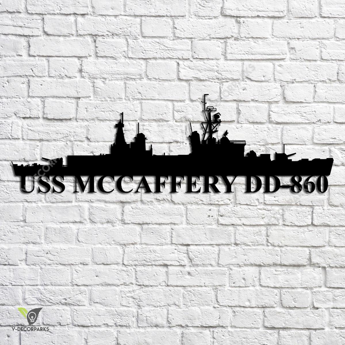 Uss Mccaffery Dd-860 Navy Ship Metal Art, Navy Ships Silhouette Metal ...