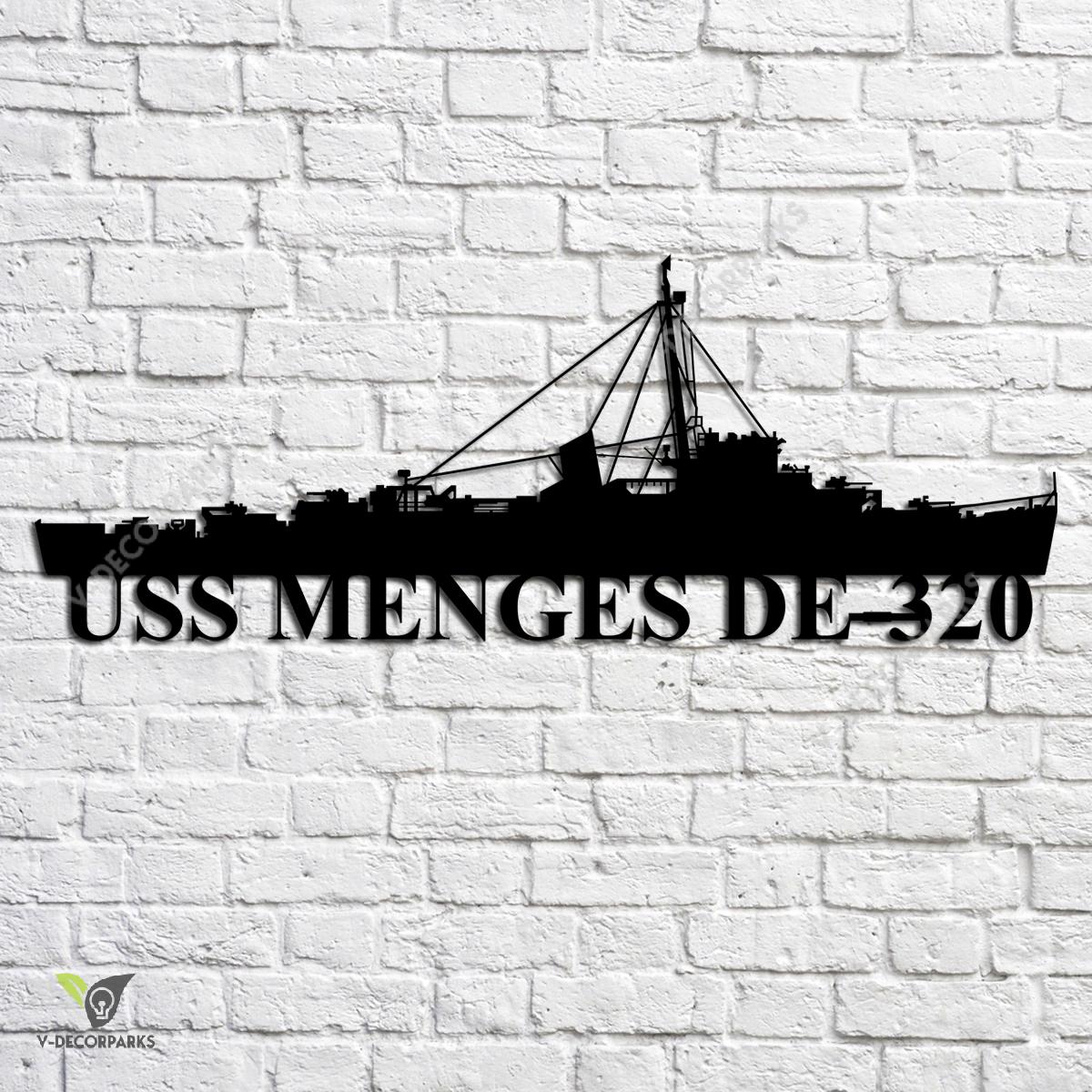 Uss Menges De 320 Navy Ship Metal Art, Navy Ships Silhouette Metal Gift ...