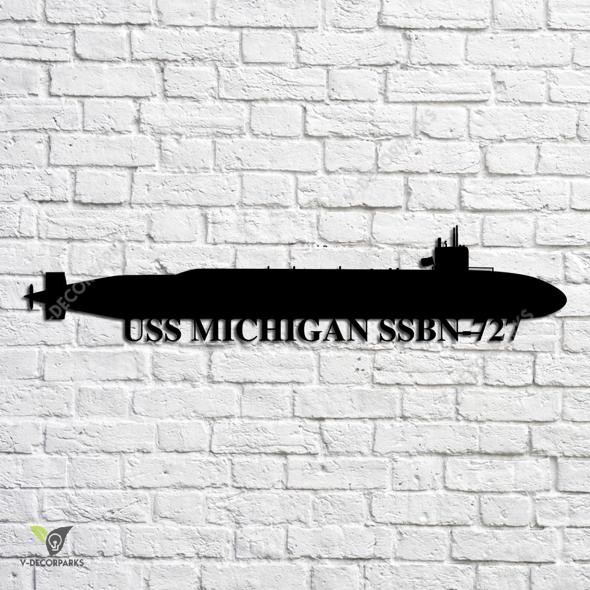 Uss Michigan Ssbn-727 Navy Ship Metal Art, Navy Ships Silhouette Metal ...